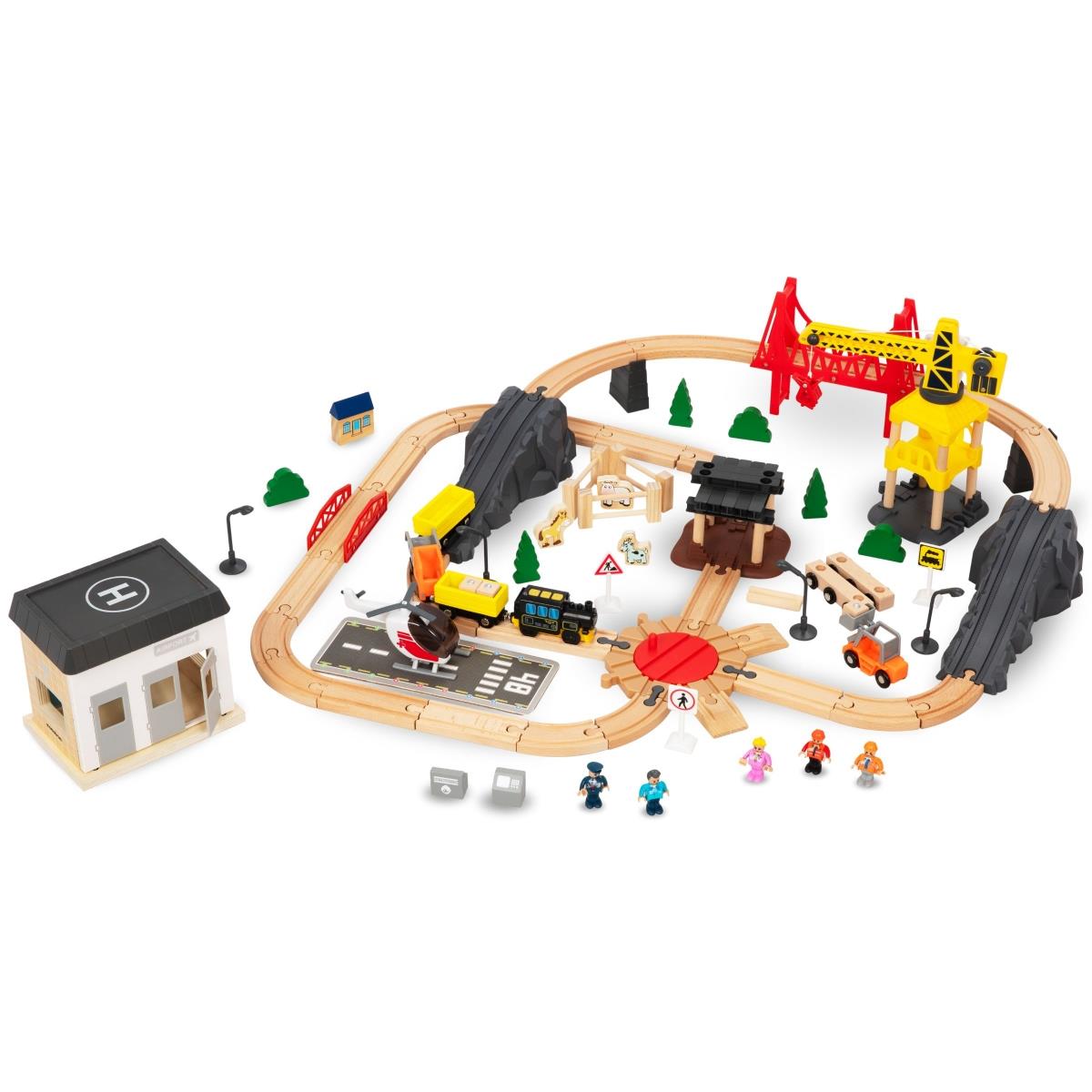 Ferrovia de madeira, trem movido a bateria - Cidade: trilhos, carros ...